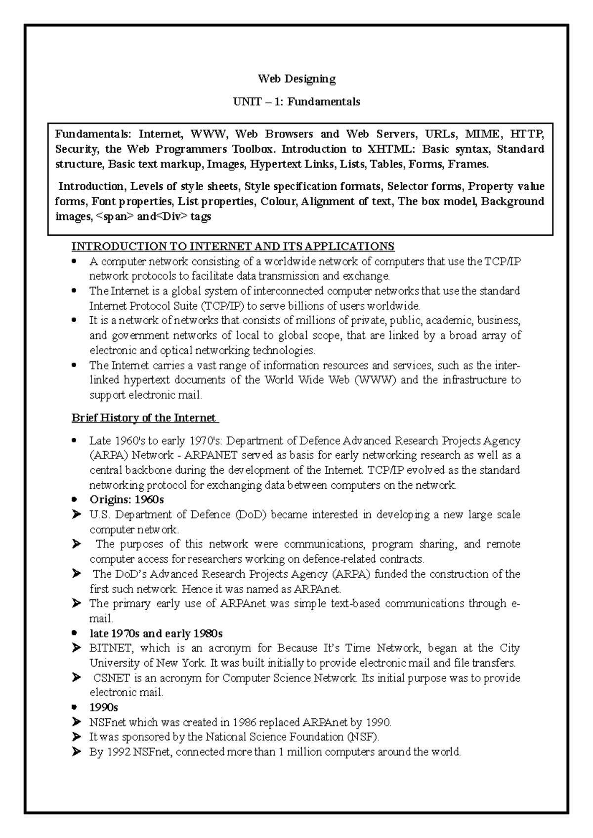 Unit -1 Fundamentals - Web Designing UNIT – 1: Fundamentals ...