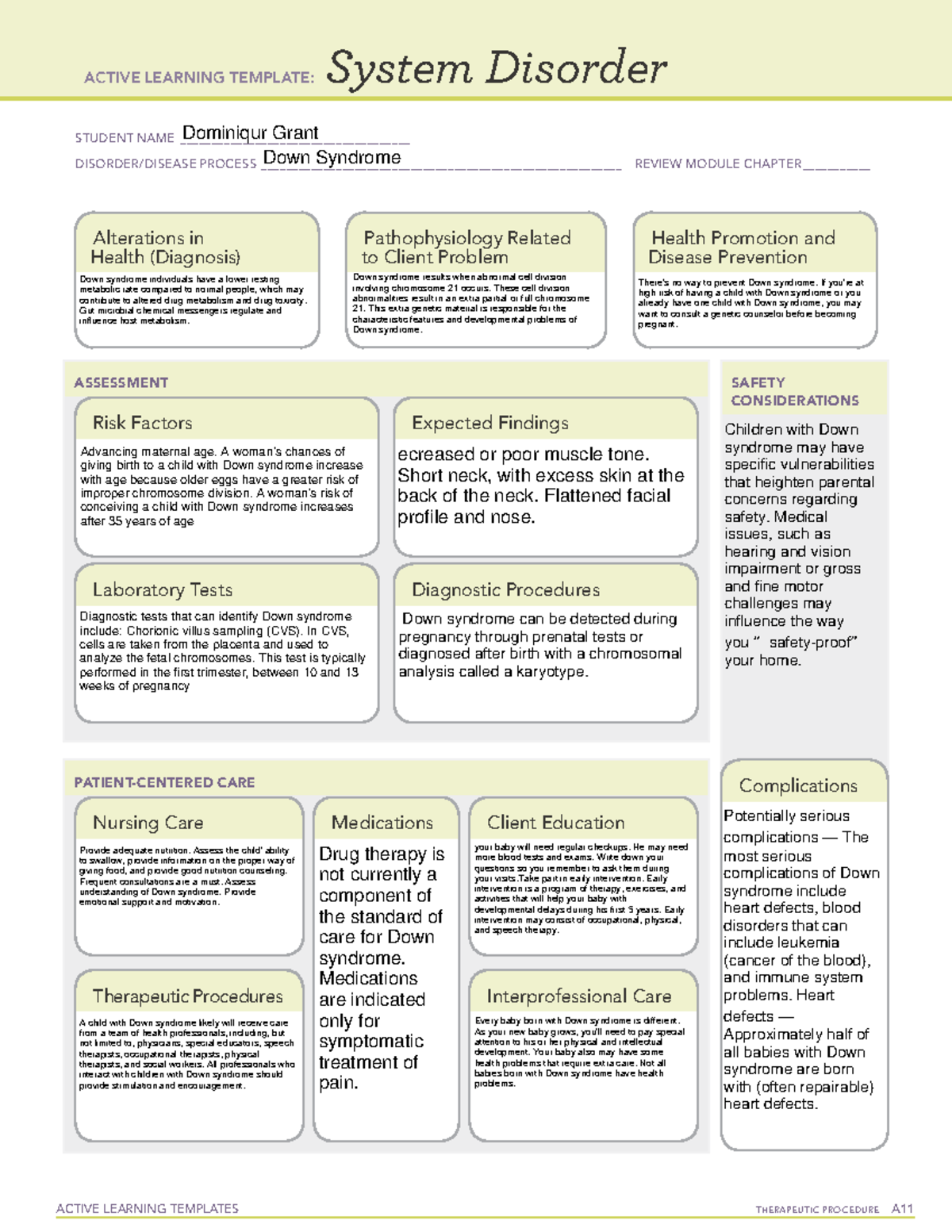 Down syndrome - ... - ACTIVE LEARNING TEMPLATES TherapeuTic procedure A ...