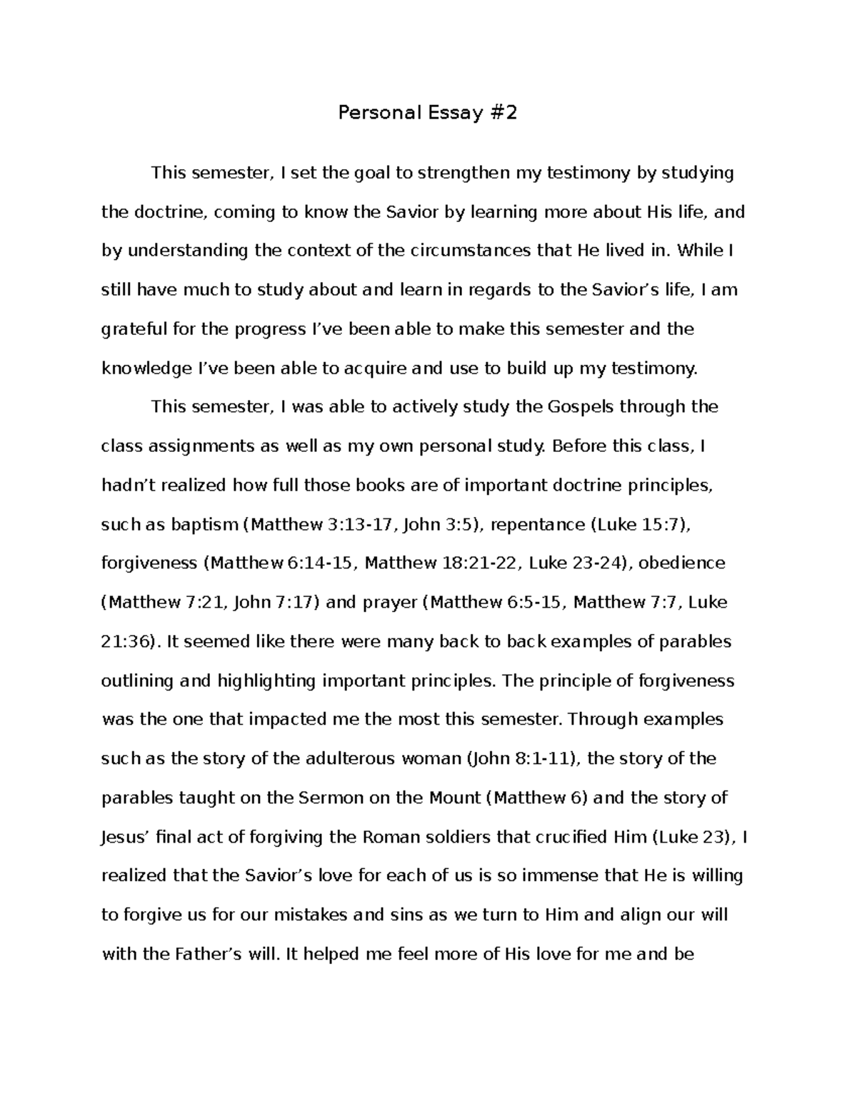 Personal Essay 2 Personal Essay This Semester I Set The Goal To 