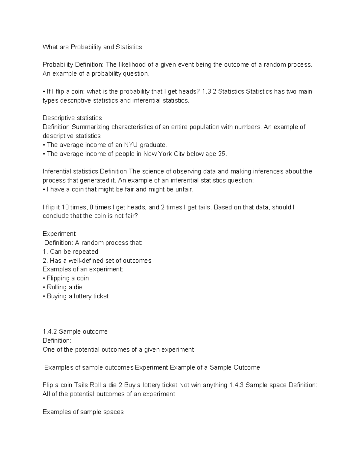 Stats notebook - Lecture notes 1 - What are Probability and Statistics ...