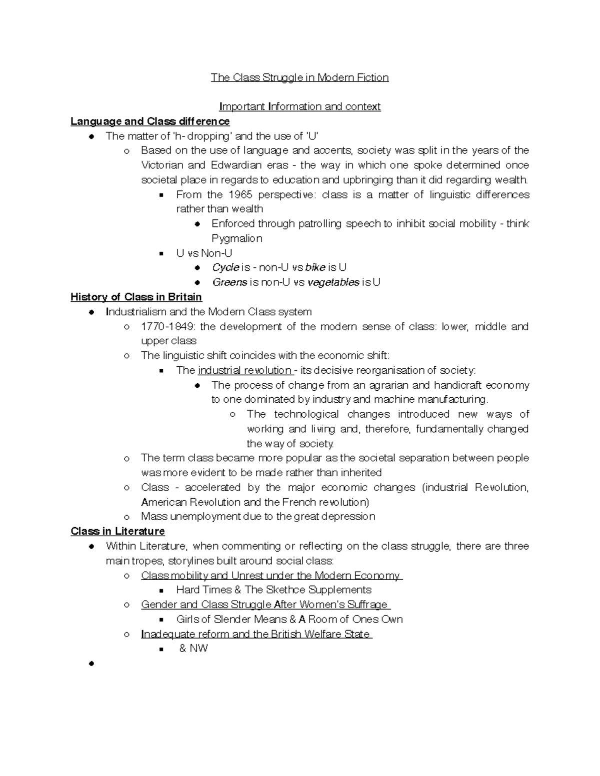 Class Struggle - summary - The Class Struggle in Modern Fiction ...