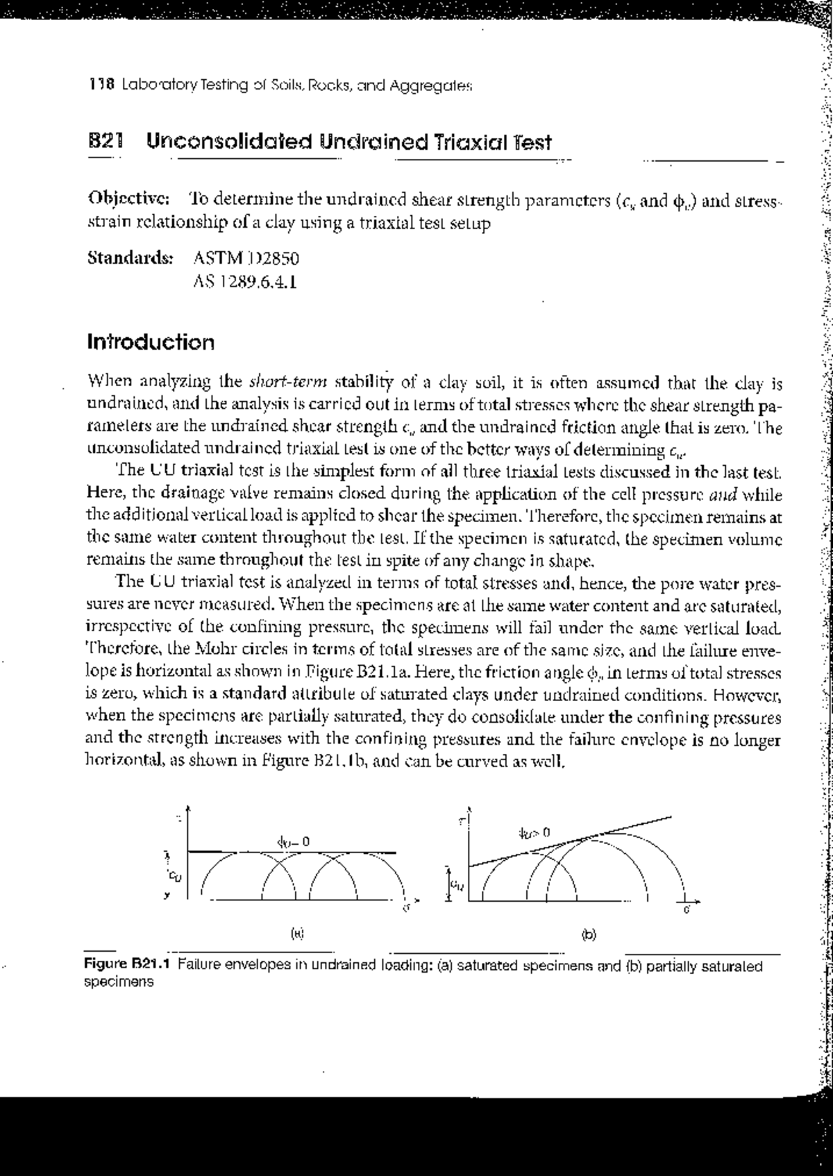 UU Triaxial test Reference - 118 Laboratory Testing of Soils, Rocks ...