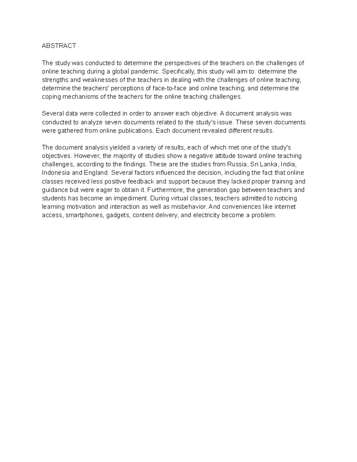 Abstract-WI - bvcncng - ABSTRACT The study was conducted to determine ...
