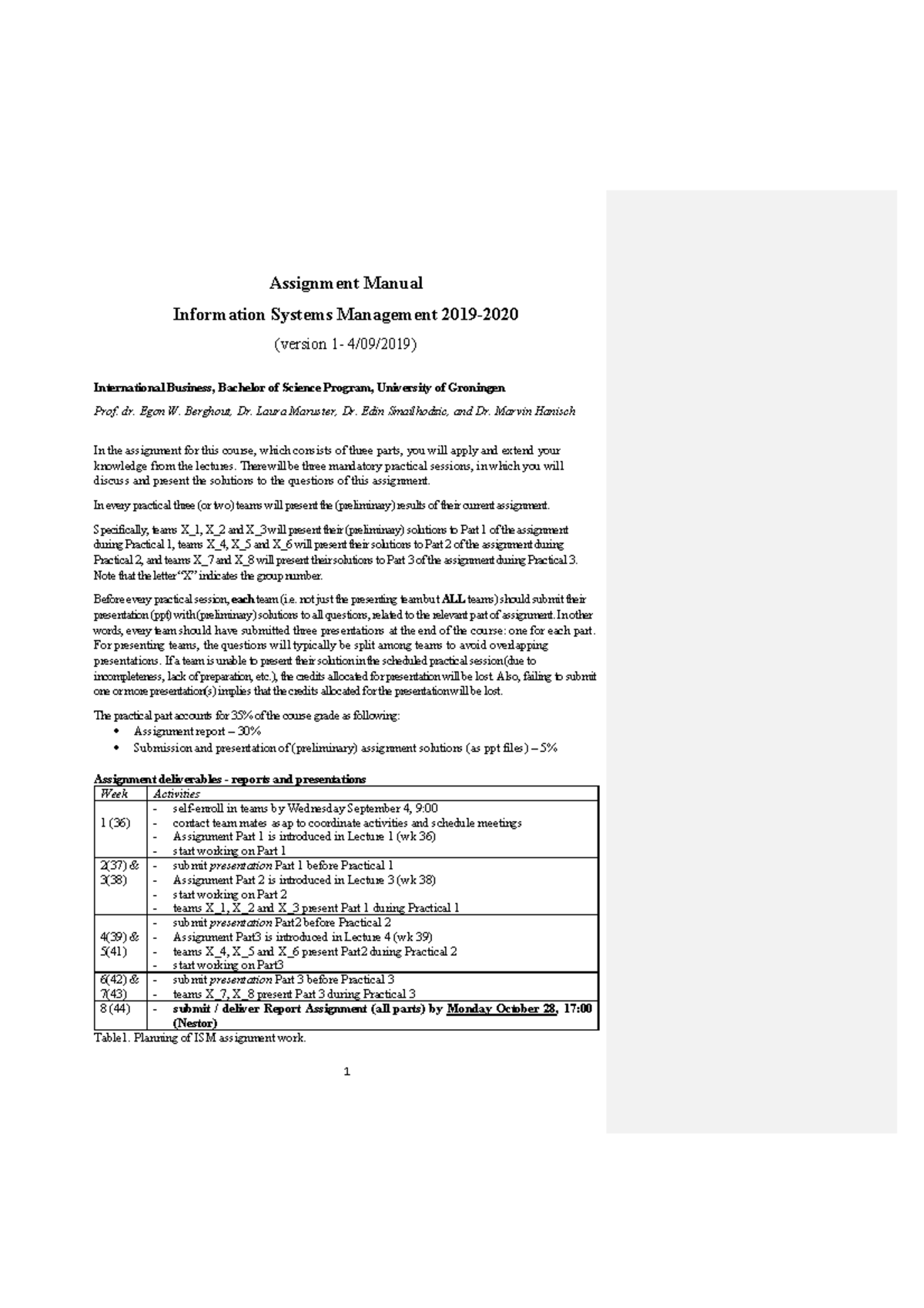 ISM Assignment 1 - Warning: TT: undefined function: 32 Assignment Manual Information Systems ...