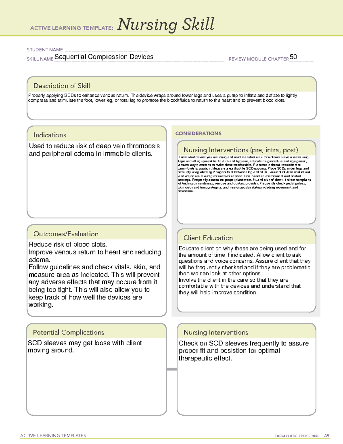 Nursing Skill form SCDs 1 - ACTIVE LEARNING TEMPLATES THERAPEUTIC ...
