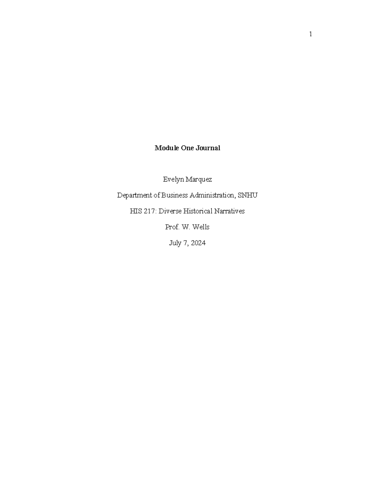 HIS 217- Module 1 Journal - his 217 - 1 Module One Journal Evelyn ...