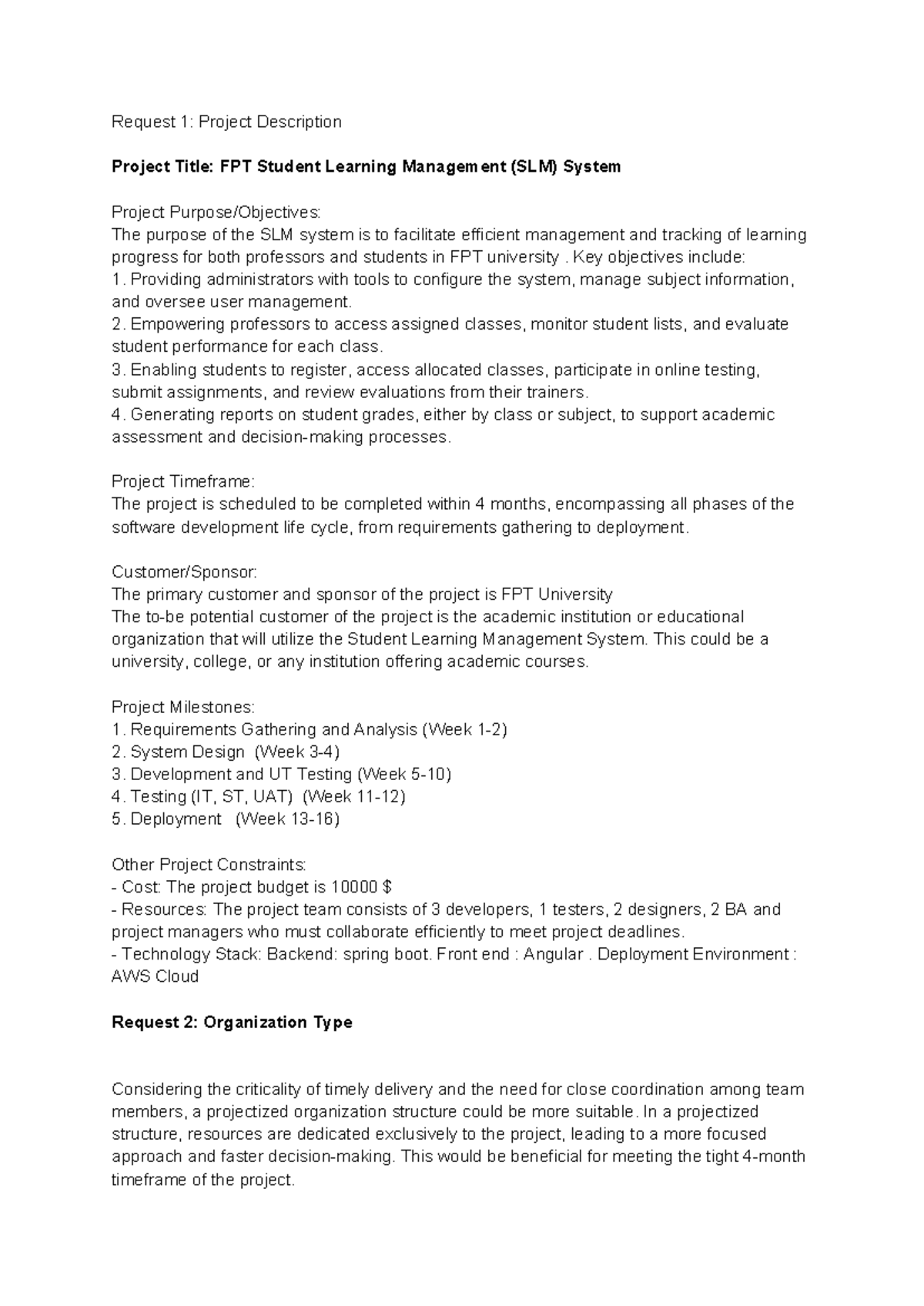 New PMG201c - SPring 24 IT - Request 1: Project Description Project Title: FPT Student Learning ...