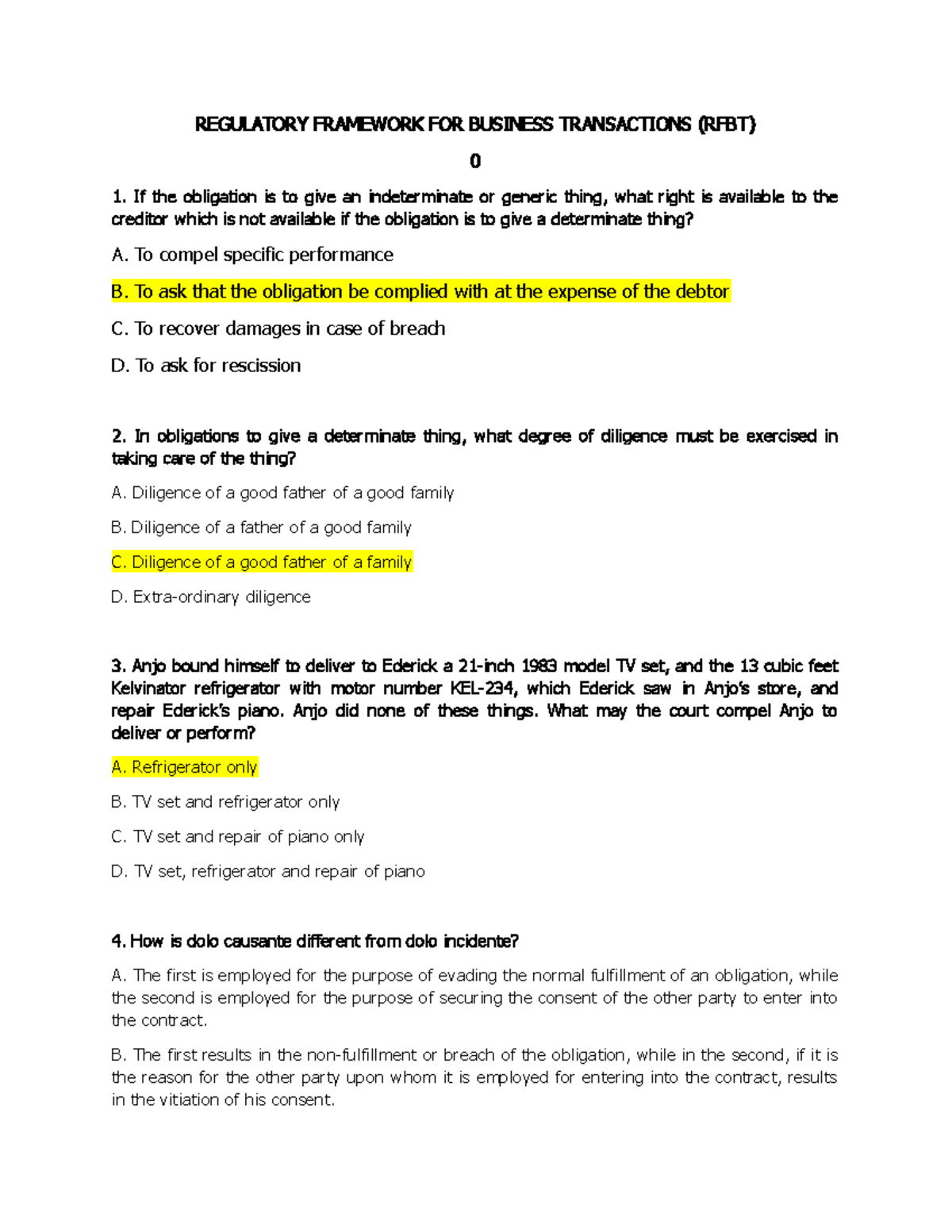 RFBT 0 - RFBT 0 - REGULATORY FRAMEWORK FOR BUSINESS TRANSACTIONS (RFBT ...