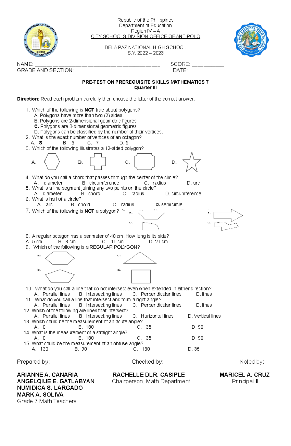 Q3 PRE TEST G7 Edited - MATHEMATICS - Republic of the Philippines ...