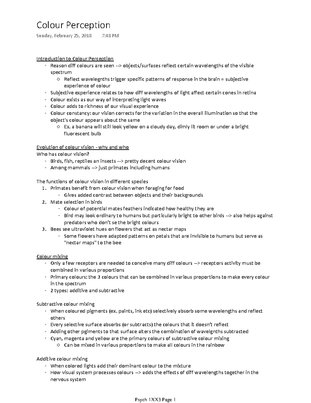 Colour Perception Module Notes Lecture Notes Warning Tt Undefined Function 32 Warning
