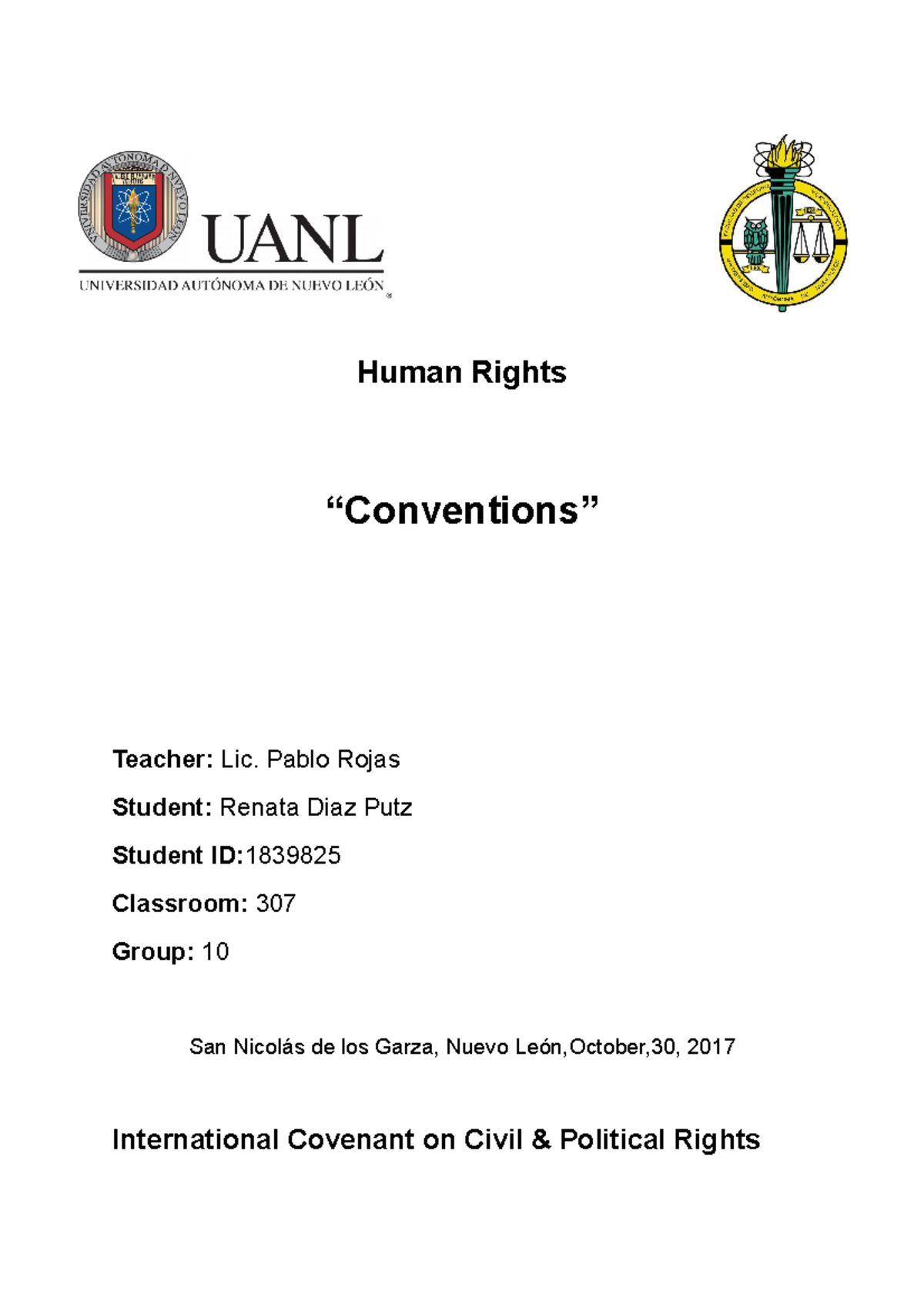 Comparative Chart of the Conventions - Human Rights “Conventions ...