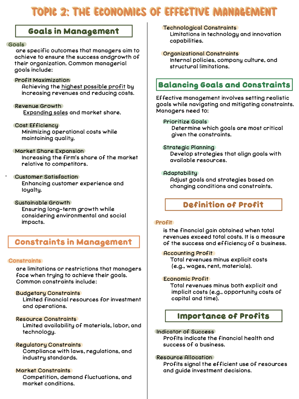 Chapter 2 the economics of effective management - TOPIC 2: THE ...