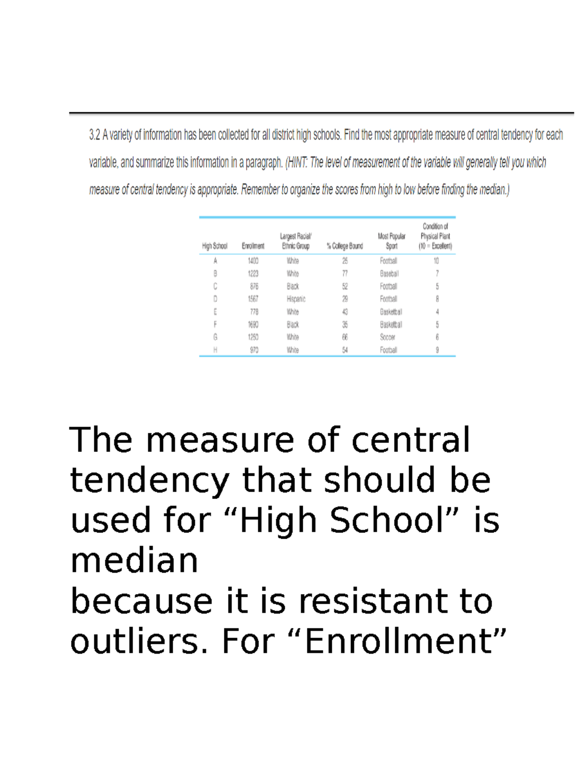 3.4 Stats - The measure of central tendency that should be used for ...