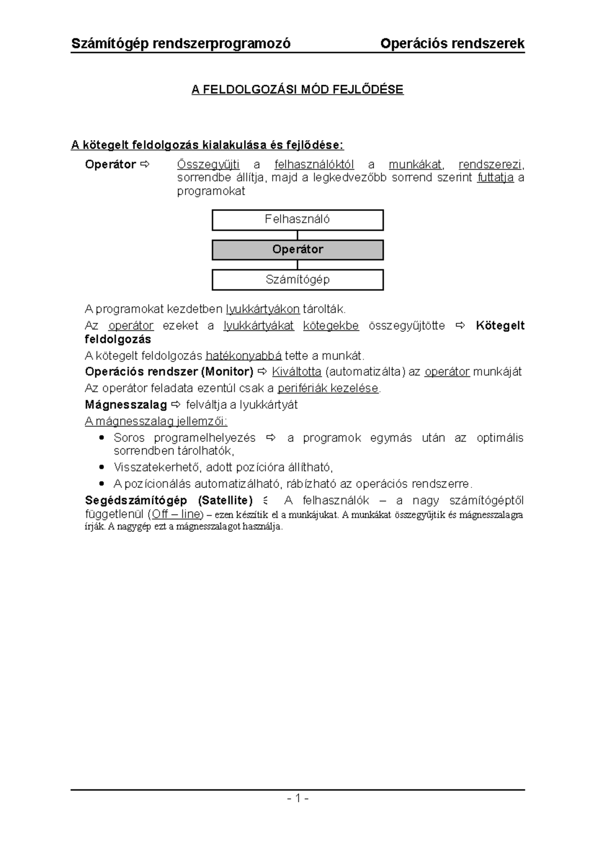 Op rendszerek fejlődése - Számítógép rendszerprogramozó Operációs ...