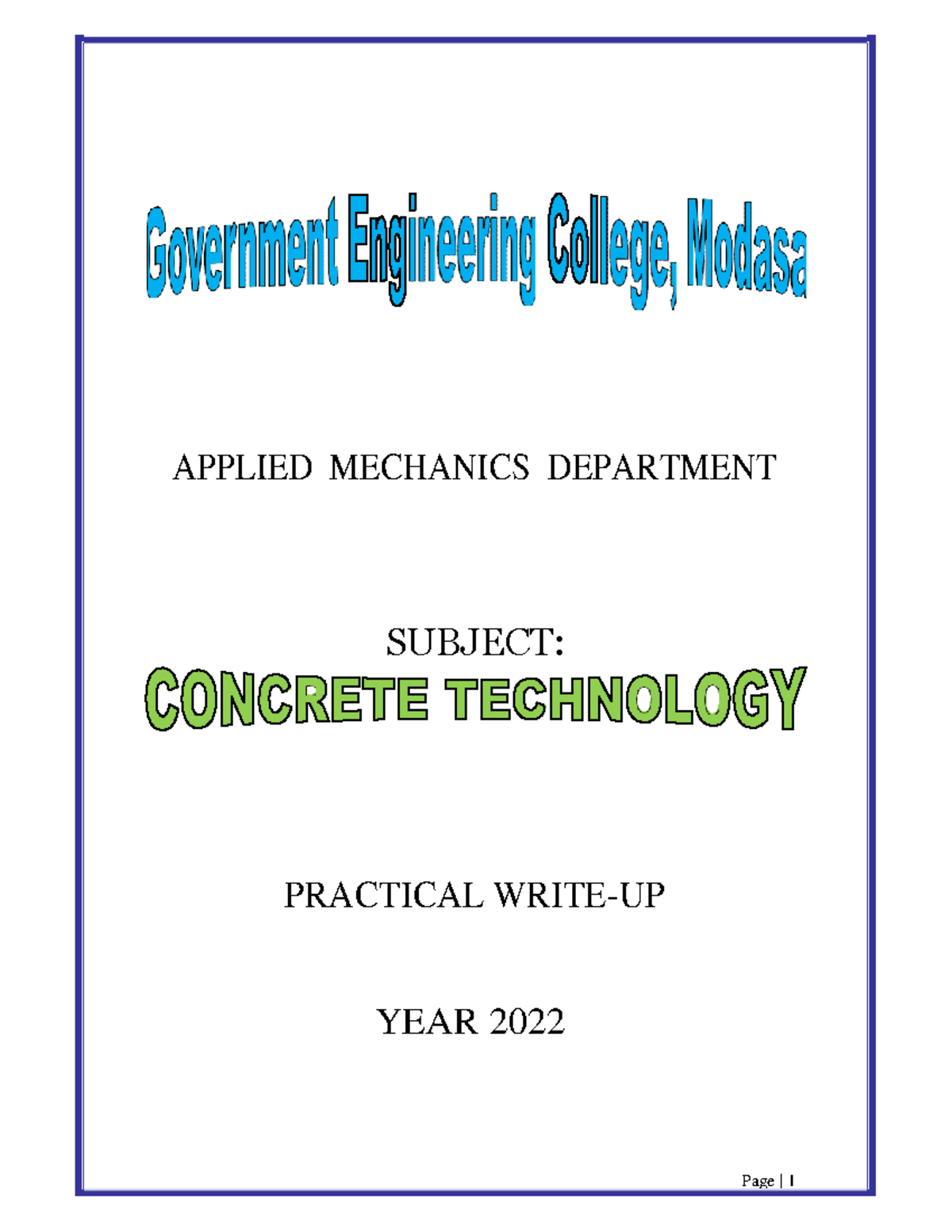 CT LAB Manual 2022 - APPLIED MECHANICS DEPARTMENT SUBJECT: PRACTICAL ...