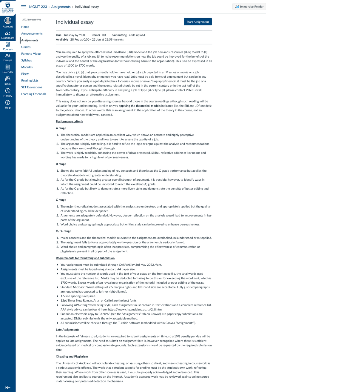 Instructions - ! MGMT 223 Assignments Individual essay Immersive Reader Individual essay Due ...