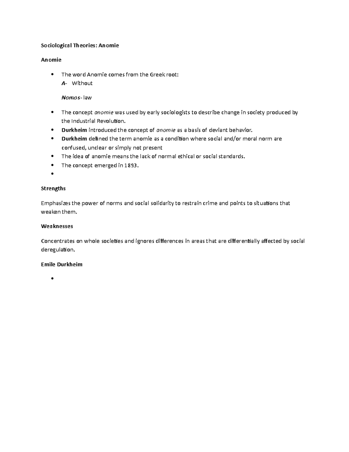 Sociological Theories - Durkheim introduced the concept of anomie as a ...