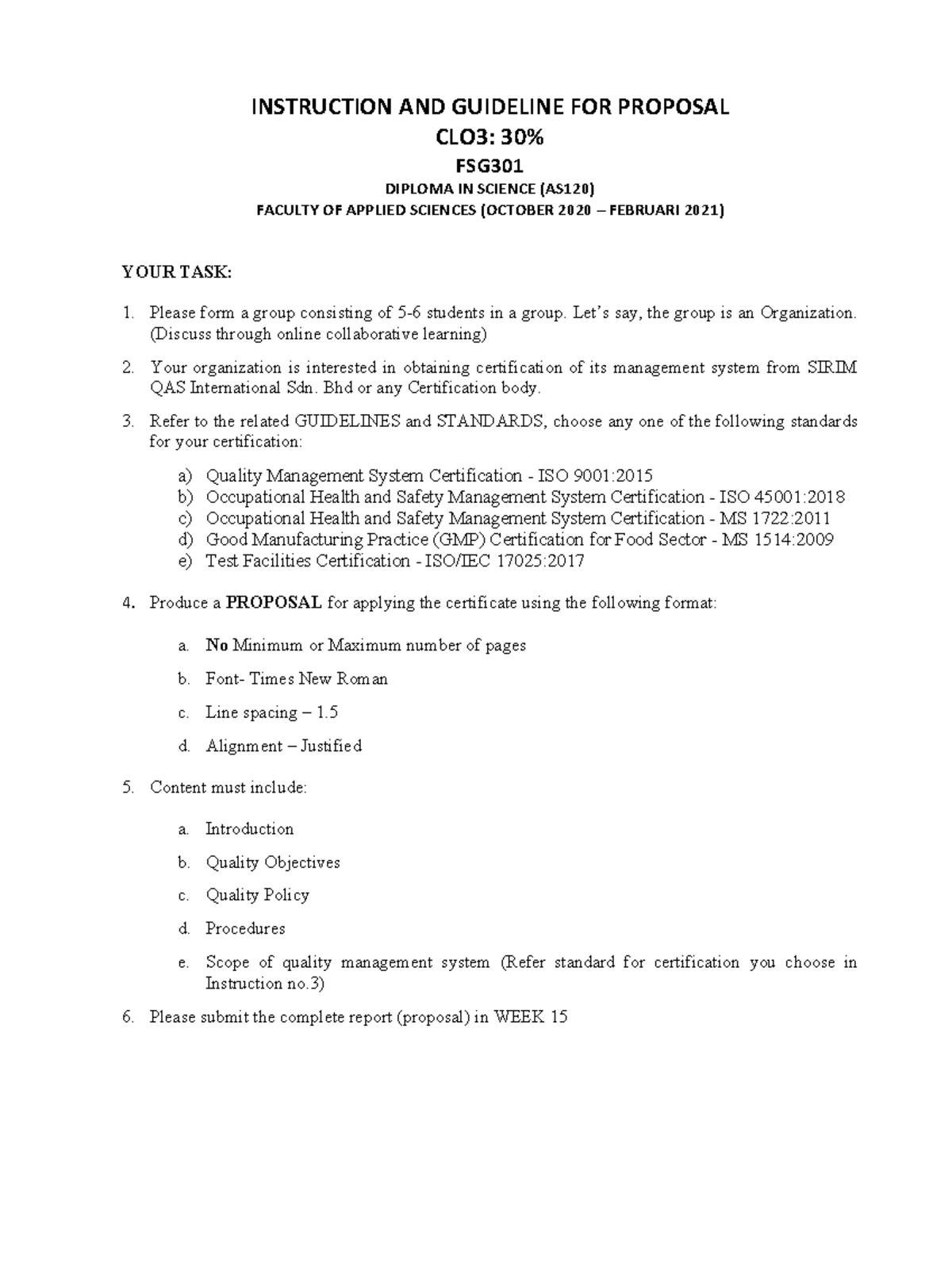 Instruction AND Guideline Proposal October 2020 - INSTRUCTION AND ...
