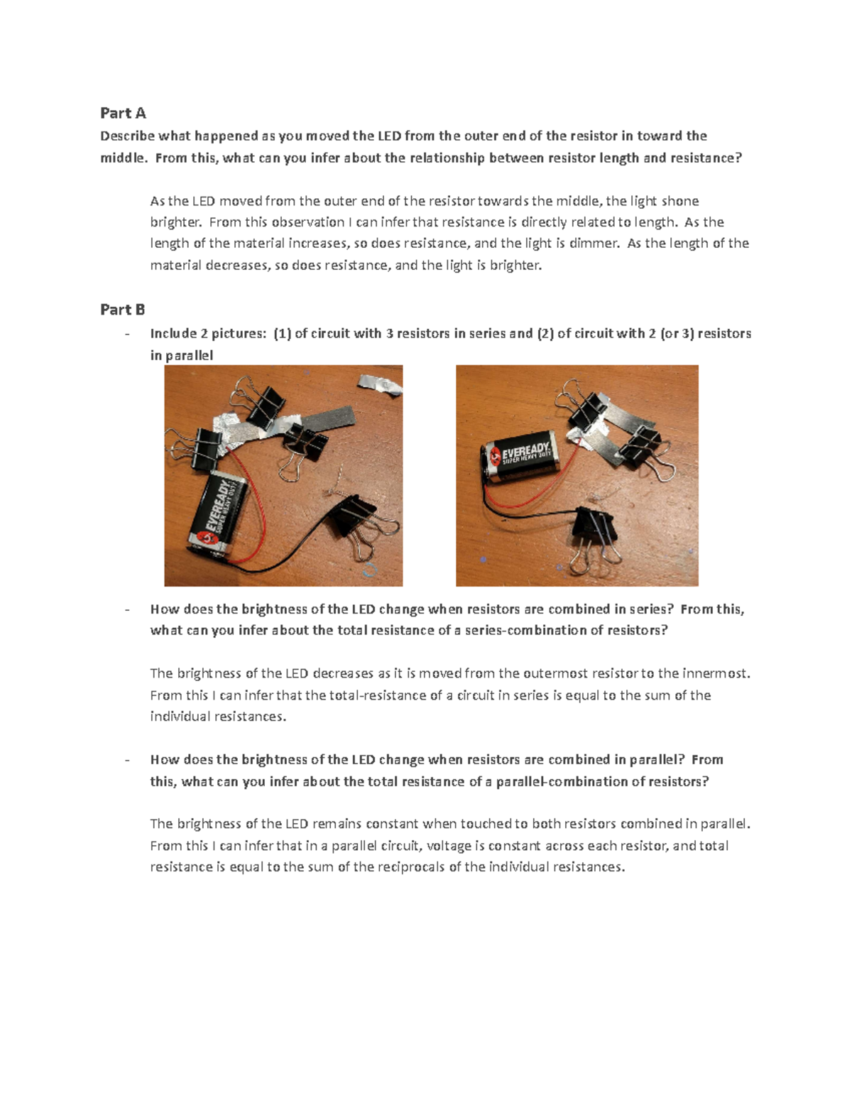 Phys Lab Circuits Lab Circuit Procedure Part A Describe What