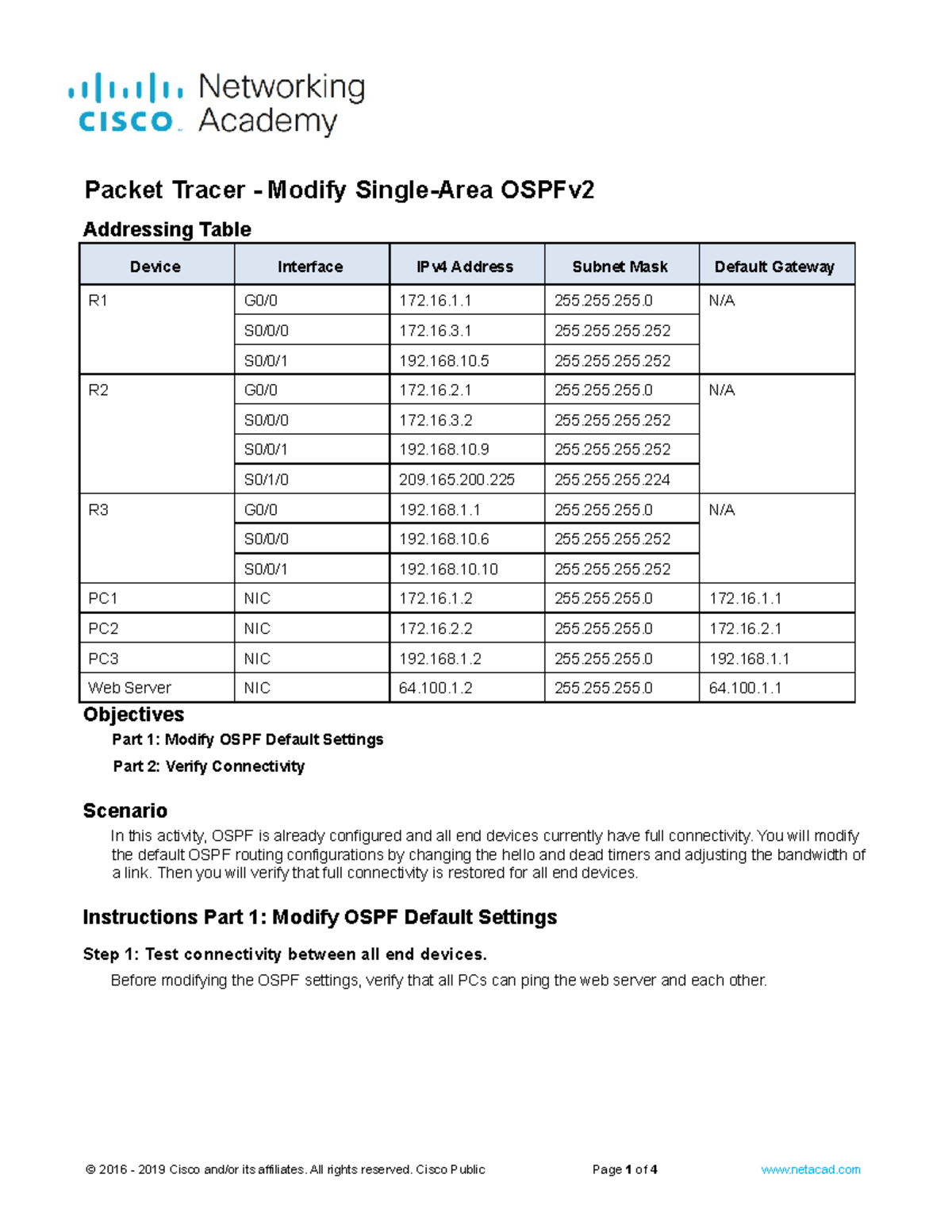 2.4.11-packet-tracer-modify-single-area-ospfv2.docx using packet tracer 3.5 - Packet Tracer ...