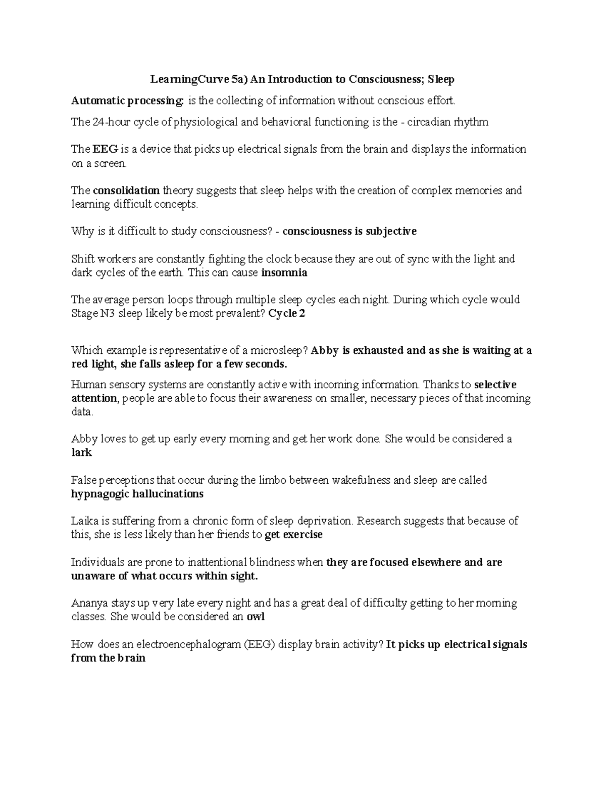 Learning Curve 5a Intro to Psych - LearningCurve 5a) An Introduction to ...