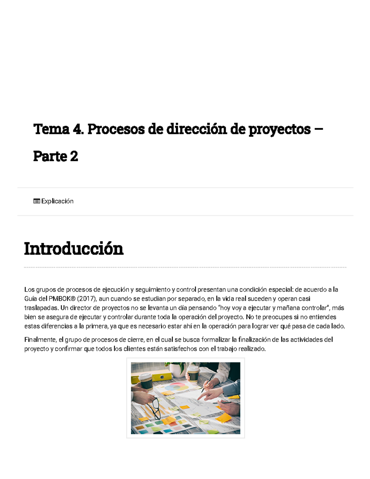 Tema 4 Procesos de dirección de proyectos – - Tema 4. Procesos de dirección de proyectos – Parte ...