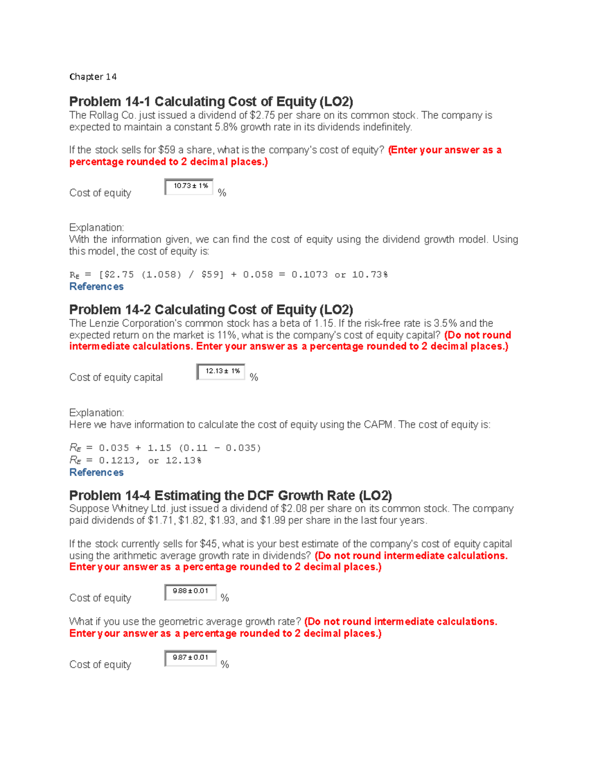 Ch14Exercises WACC - Exercises and examples of calculation Weighted ...