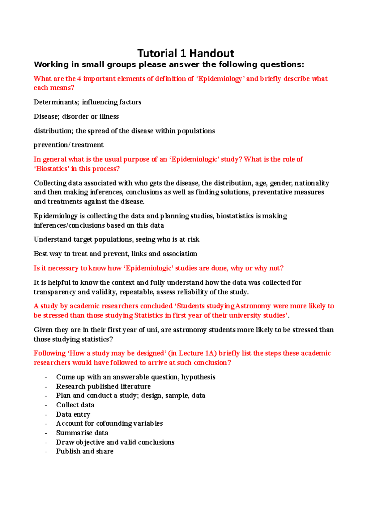 Tutorial 1 Handout1 Tutorial 1 Handout Working In Small Groups Please Answer The Following