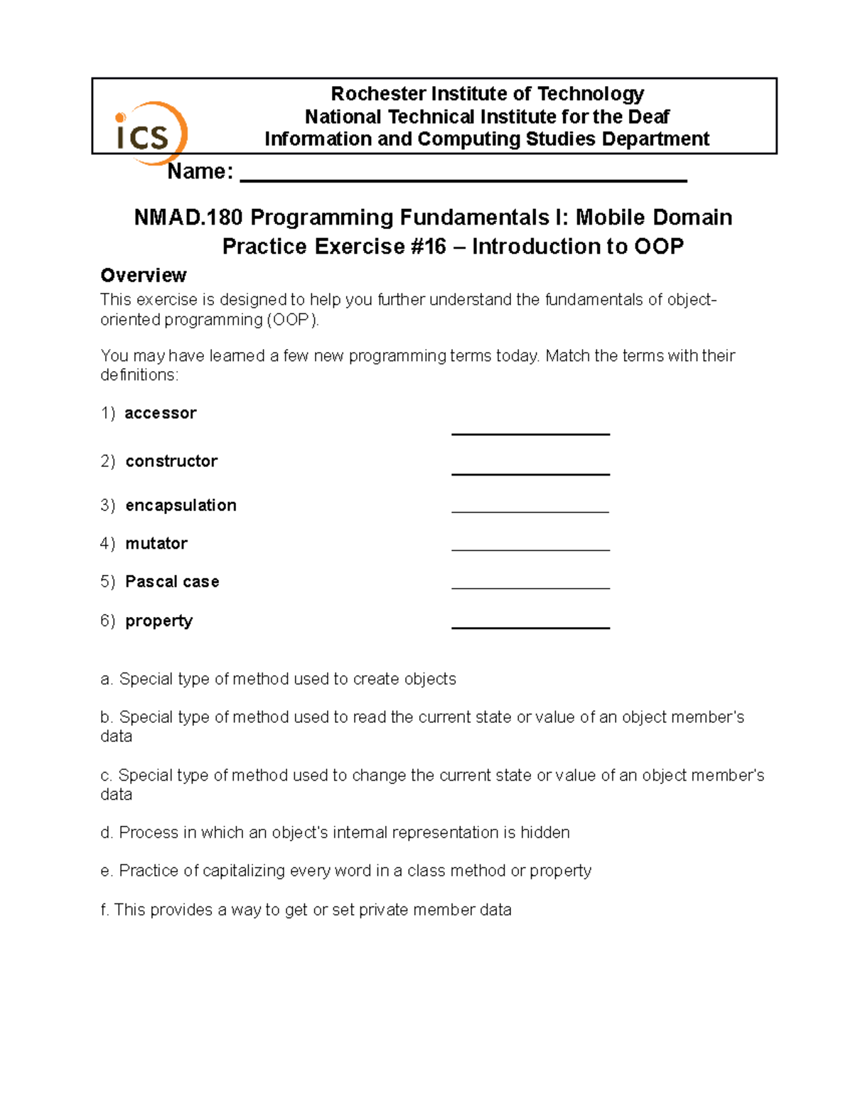 ICE16 - NTID - Rochester Institute of Technology National Technical ...