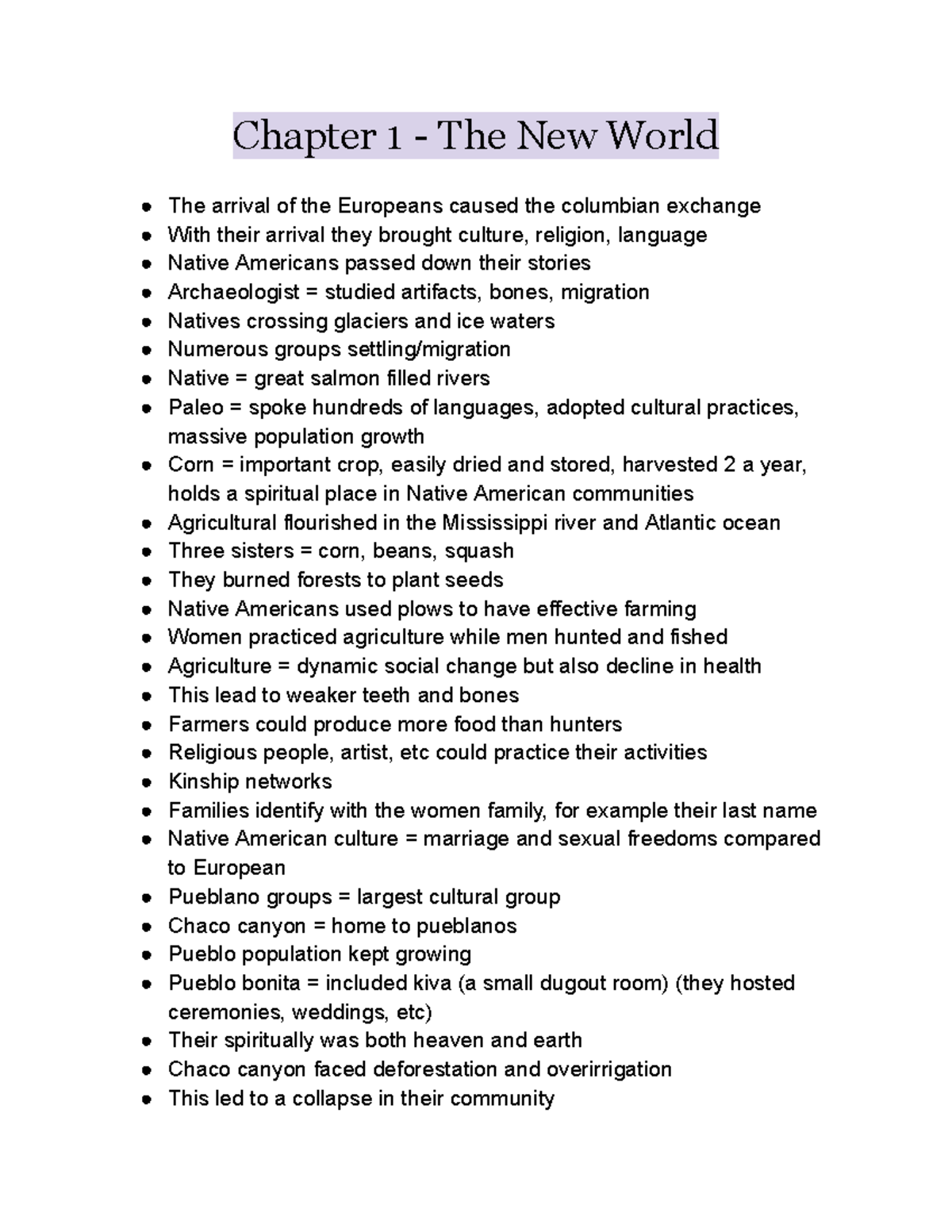 U.S. History Dual Credit Notes - Chapter 1 - Chapter 1 - The New World ...