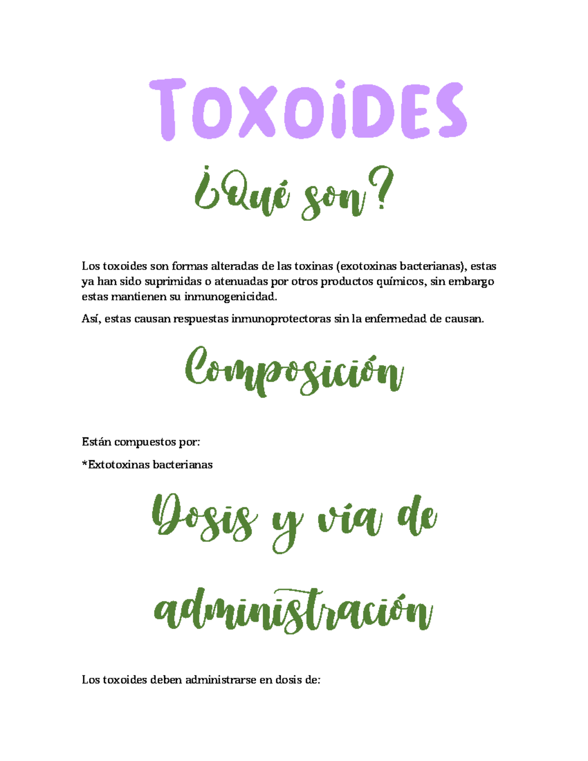 Toxoides corregido - ¿Qué son? Los toxoides son formas alteradas de las ...