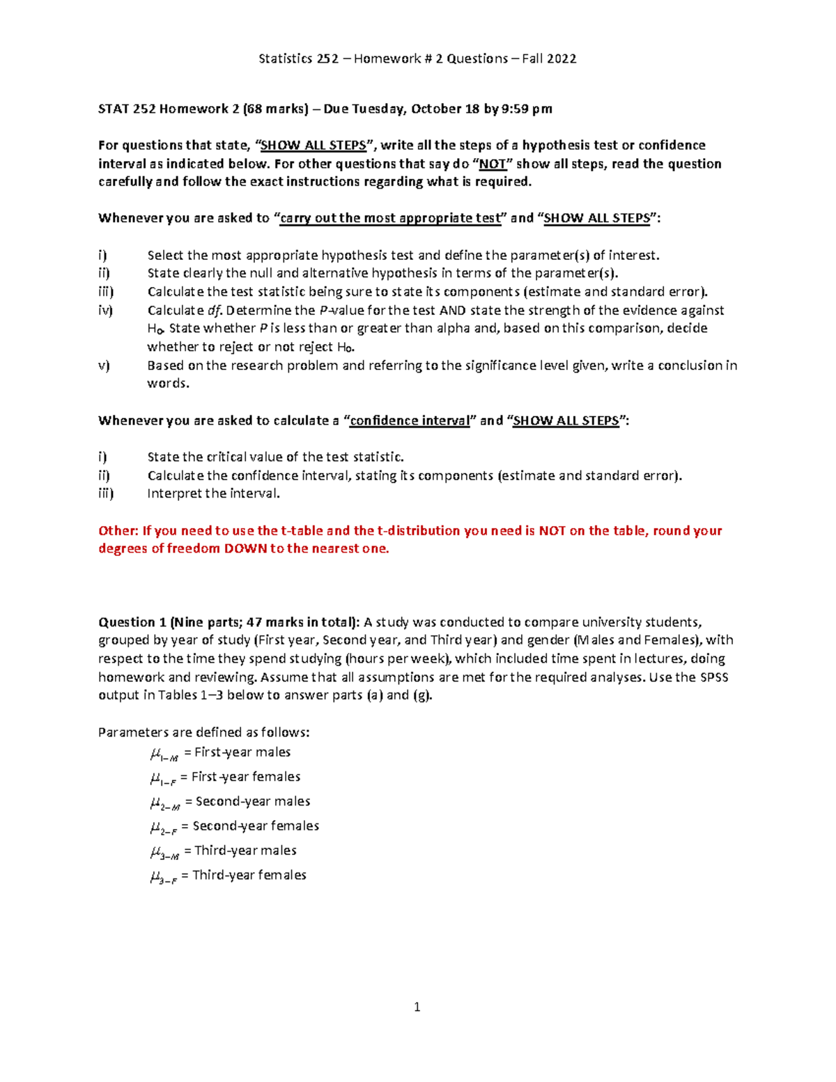 STAT 252-2022 Fall-HW2-Questions - STAT 252 Homework 2 (68 marks) – Due Tuesday, October 18 by 9 ...