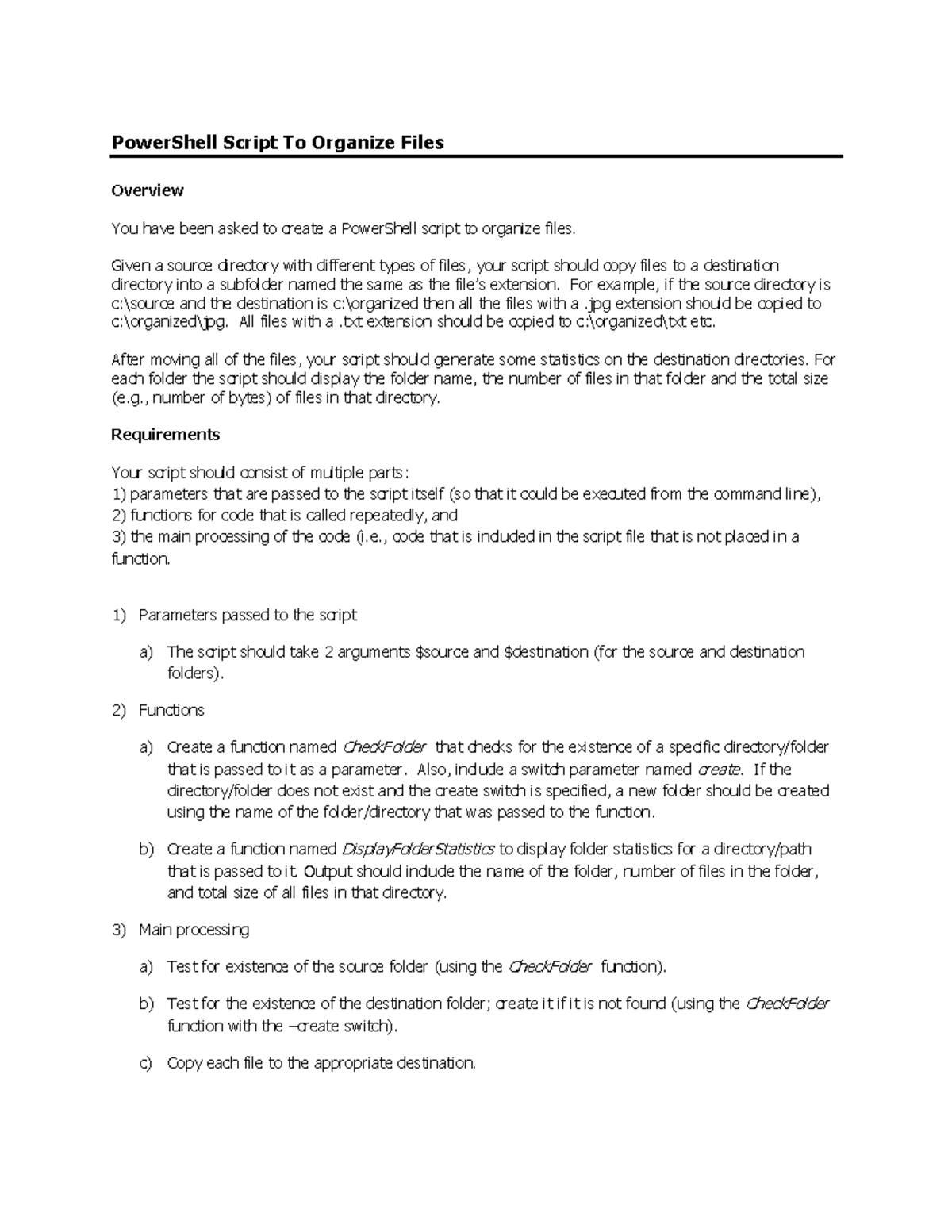 Power Shell Notes Powershell Script To Organize Files Overview You Have Been Asked To Create A