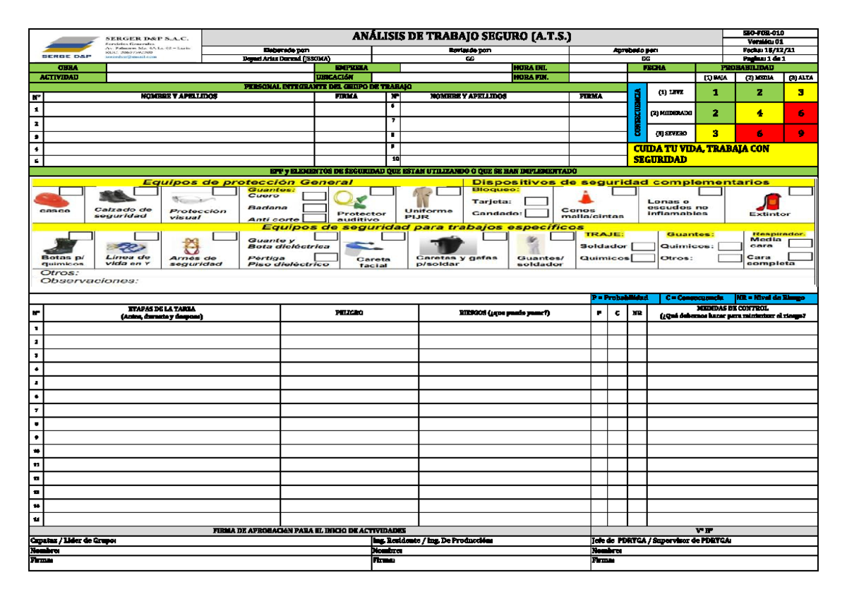 18. Formatos ATS Serge DYP - seguridad industrial - Studocu