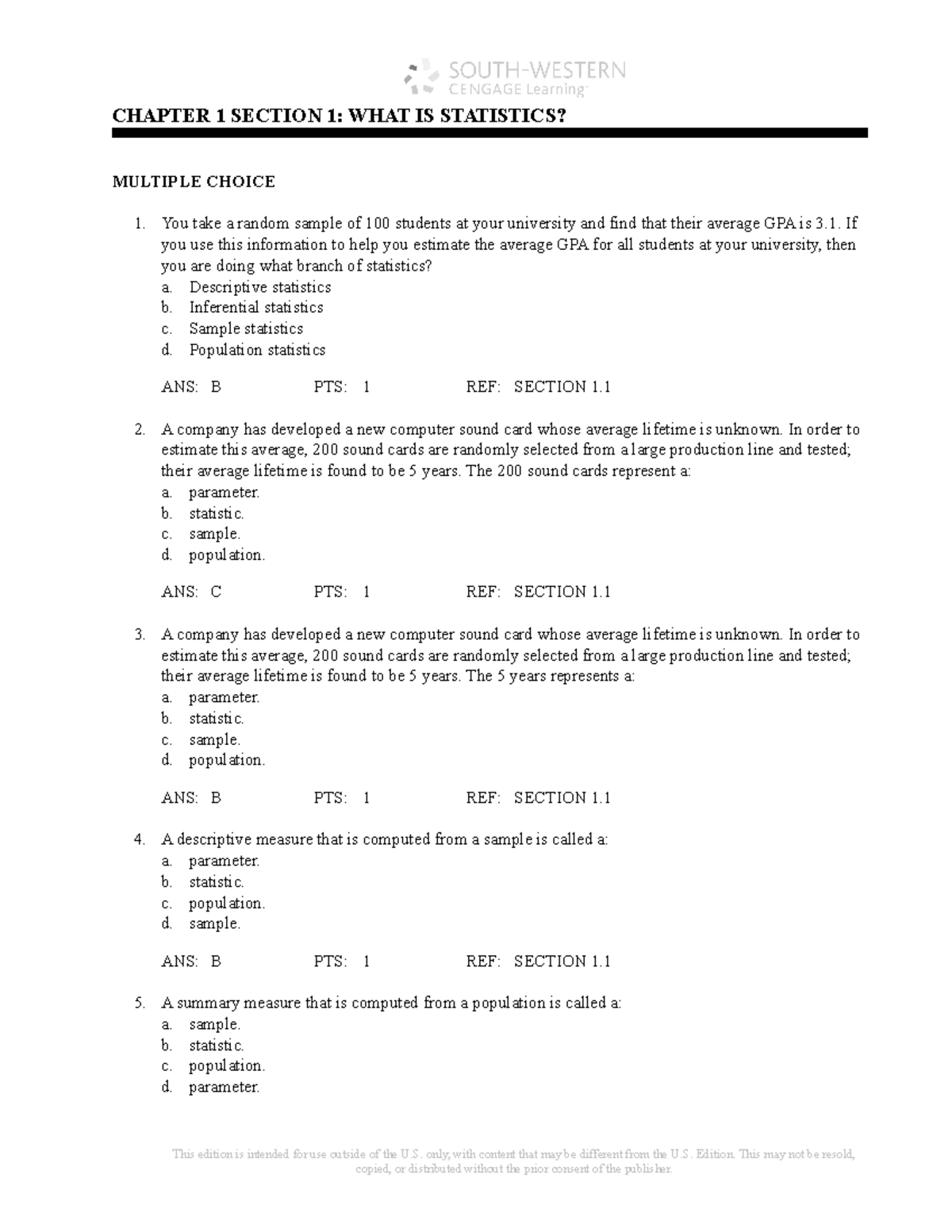 MGMT1050 - Test Bank Chapter 1 - 2020 - CHAPTER 1 SECTION 1: WHAT IS ...