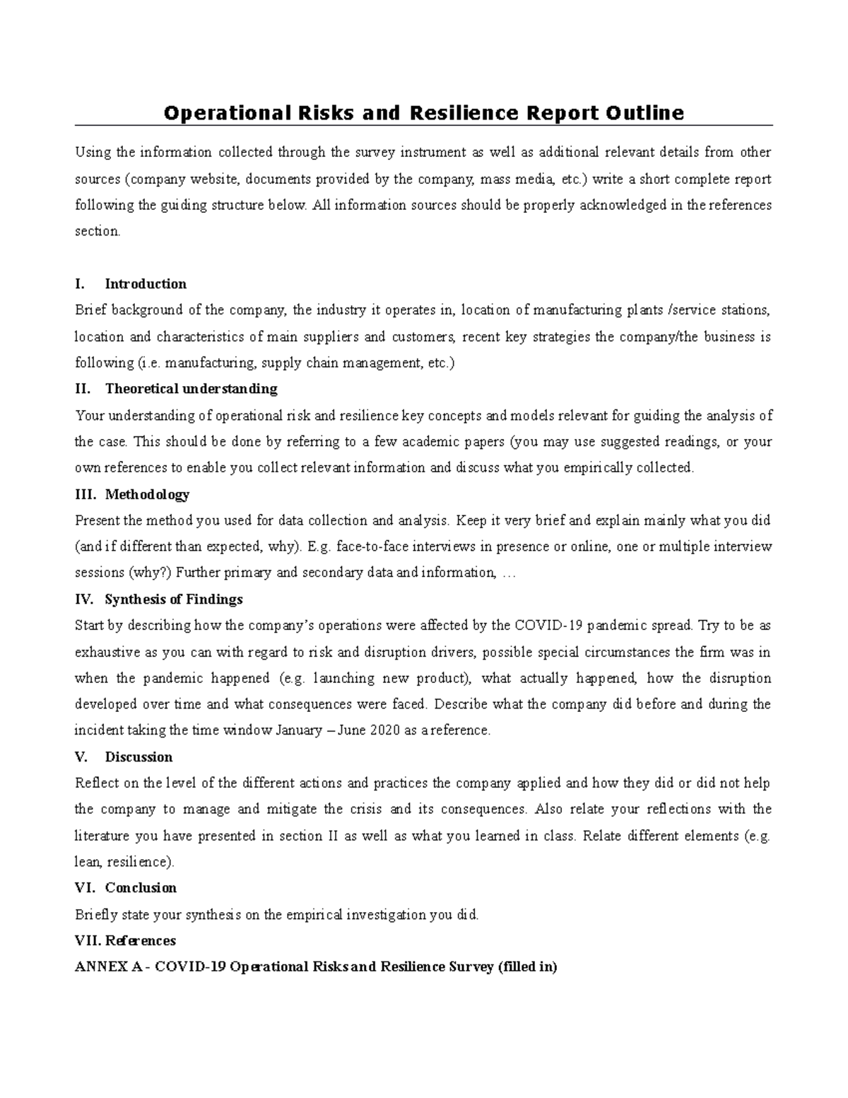 Covid-19 Operational resilience report template - Operational Risks and ...
