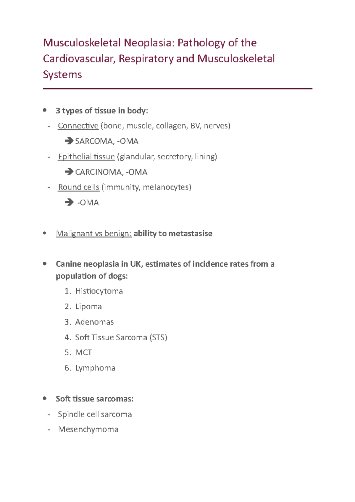 Musculoskeletal Neoplasia Pcrms - Musculoskeletal Neoplasia: Pathology ...