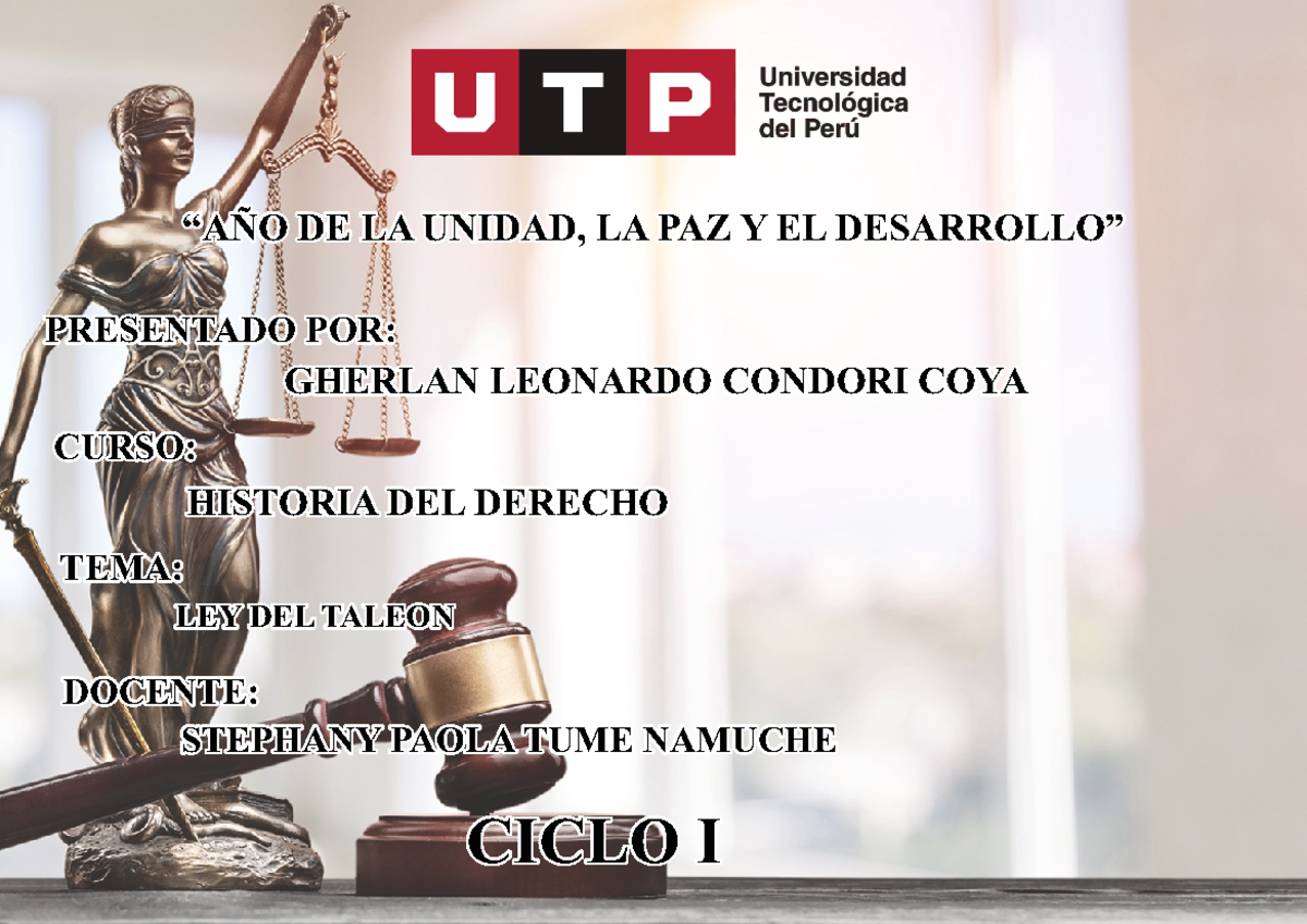 INFOGRAFIA LEY DE TALEON - ““AÑO DE LA UNIDAD, LA PAZ Y EL DESARROLLO ...