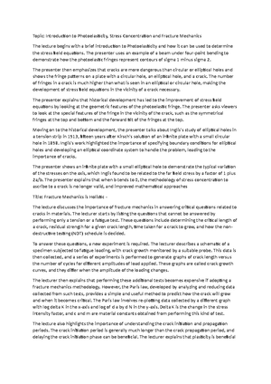Engineering Fracture Mechanics Notes 1 - Title: EFM Course Outline ...