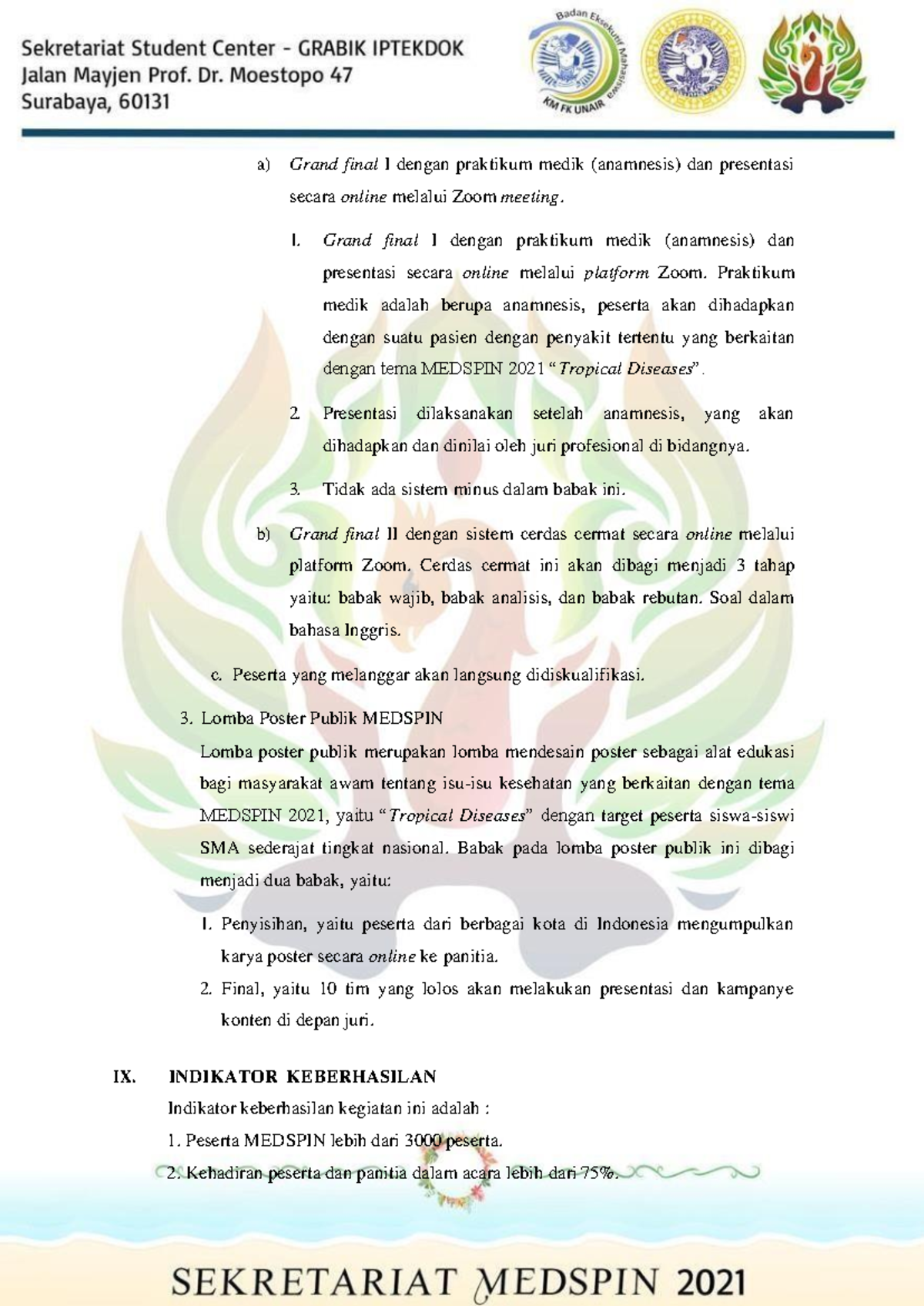 Proposal Acara Medspin 2021-12 - a) Grand final I dengan praktikum ...