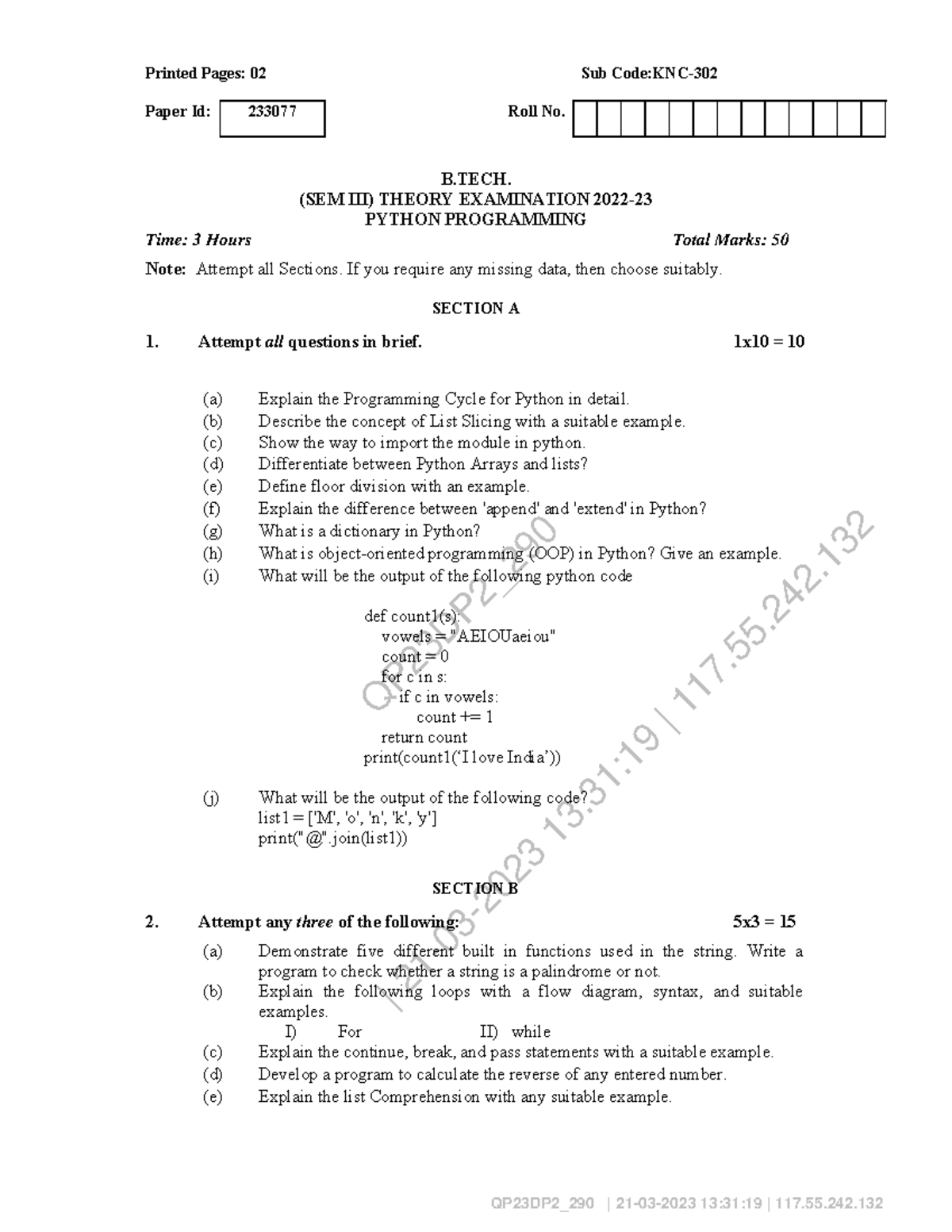 Python Programming KNC 302 - QP23DP2_ | 21-03-2023 13:31:19 | 117.55 ...