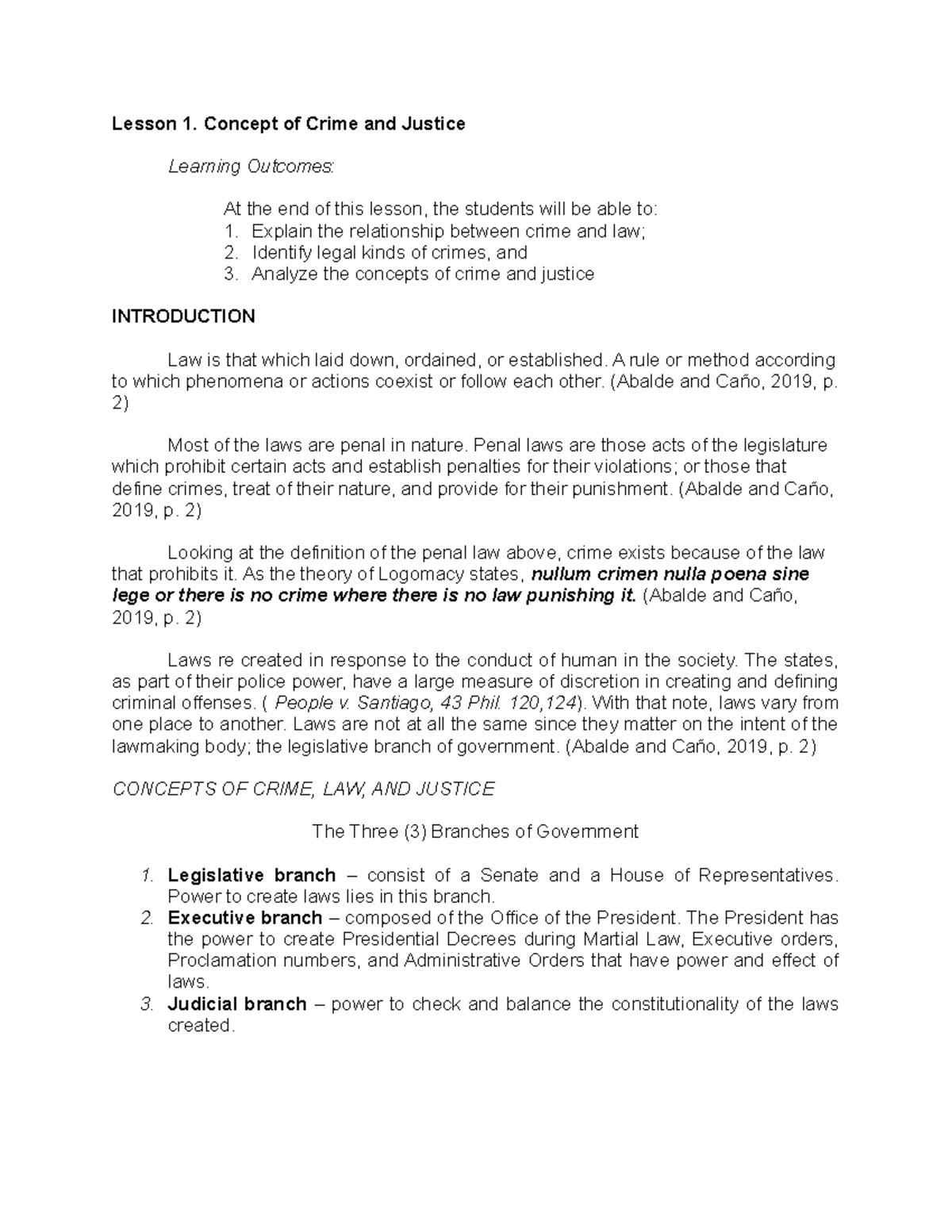 CJS-Lesson 1 - Lesson - Lesson 1. Concept of Crime and Justice Learning ...