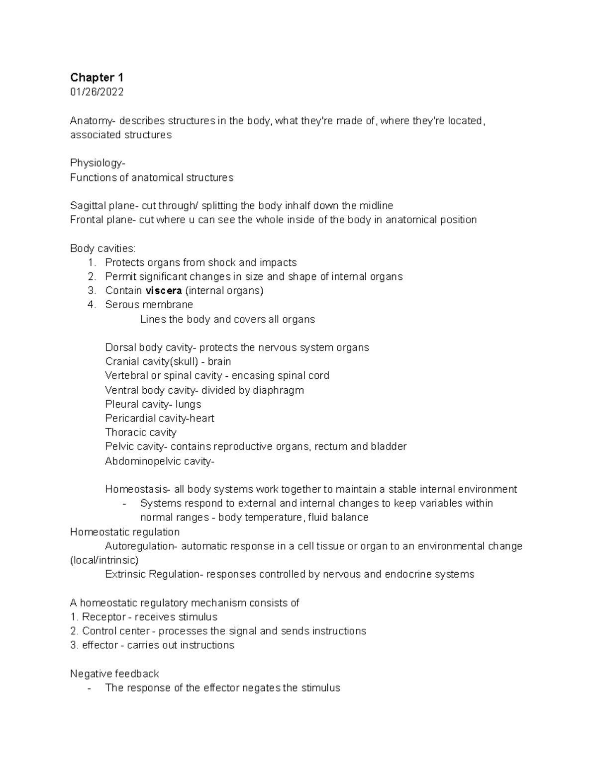 A and P Chapter 1 and 2 01 26 2022 - Chapter 1 01/26/ Anatomy ...