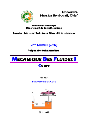 Mécanique des fluides - COURS DE PHYSIQUE MÉCANIQUE DES FLUIDES JIMMY ROUSSEL 2021 - Studocu