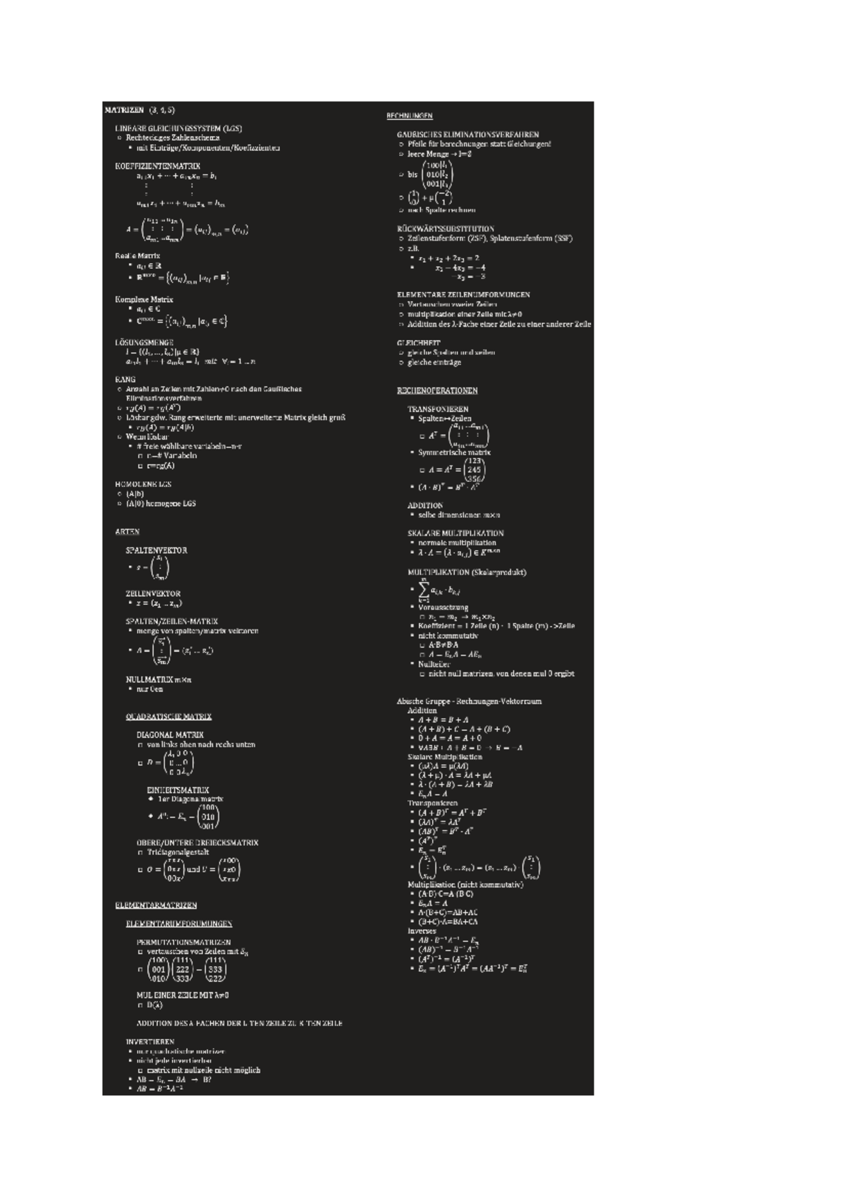 Doc2 - Hauptkonzepte und formeln - Lineare Algebra für Informatik [MA0901] - Studocu