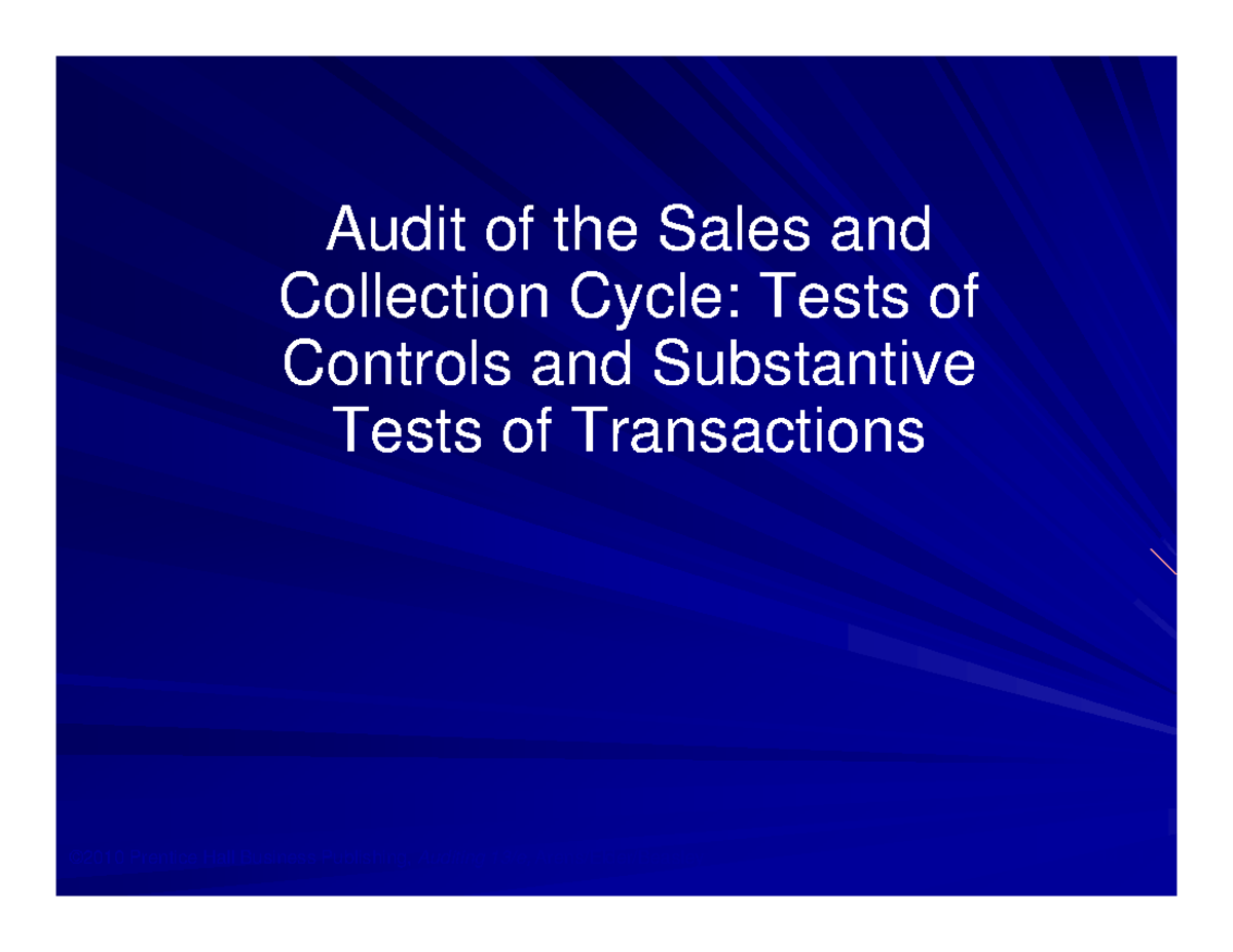 Audit Sales and Collection Cycle - History - Studocu