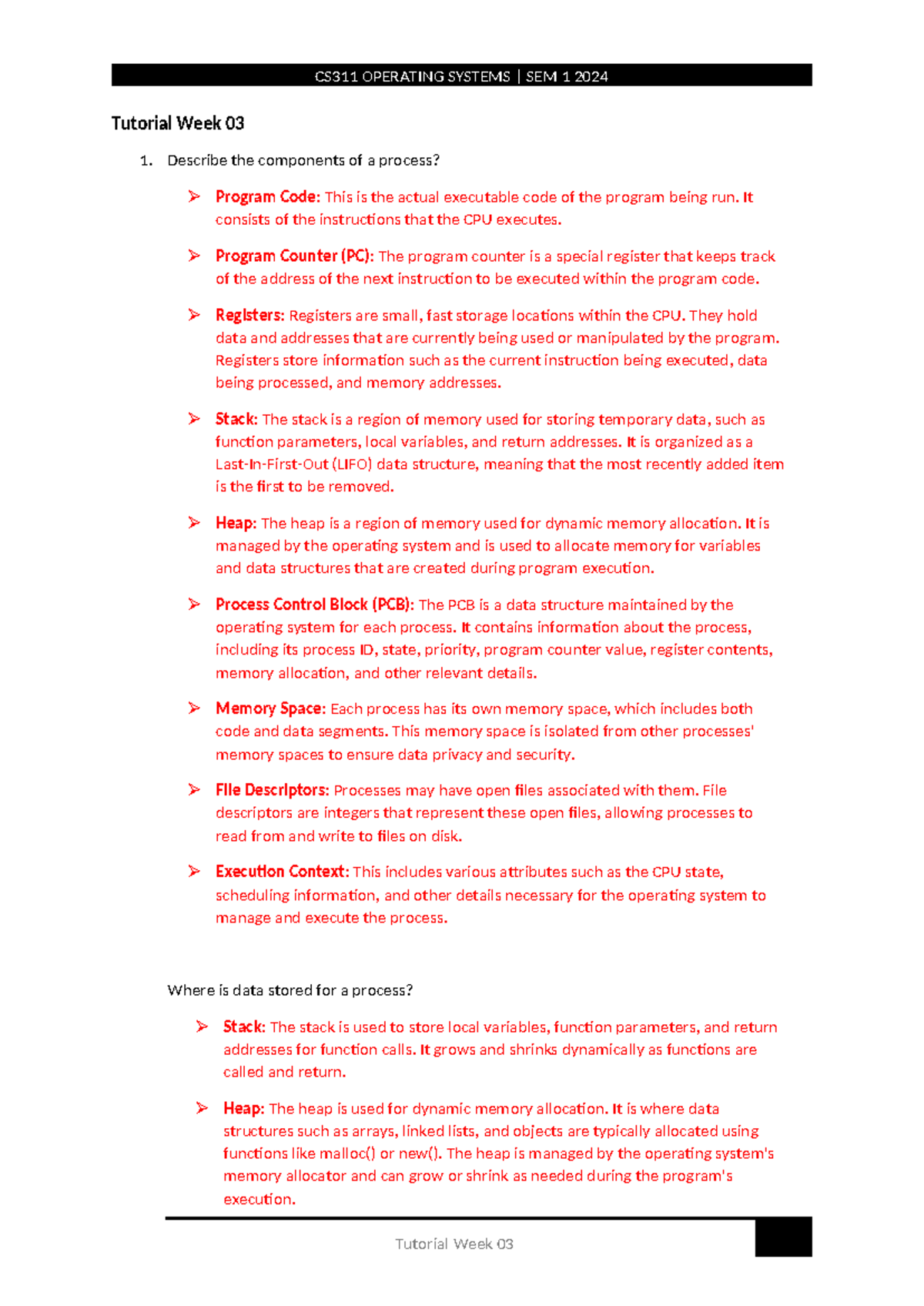 S11208397 Lab03 - lab - Tutorial Week 03 1. Describe the components of ...