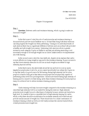 KIN 2441 Chapter 18 Part 1 Quiz - Christian Hernandez KIN 2441 Due: 4/18/ Chapter 18 Part 1 Quiz ...