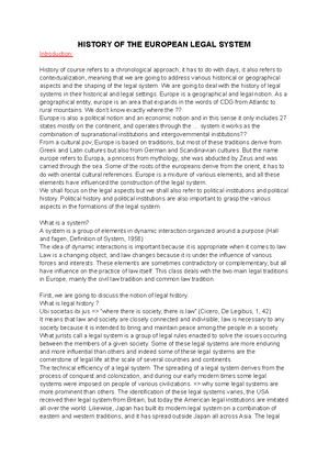 History OF THE European Legal Systems - HISTORY OF THE EUROPEN LEGAL ...
