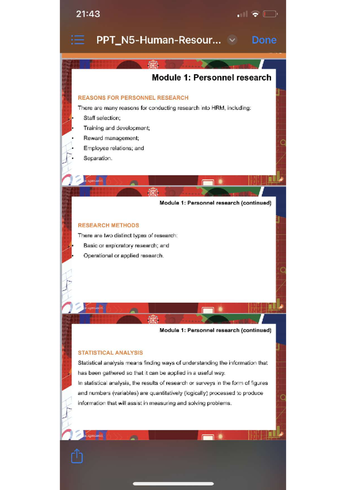 Pm N5 - Notes - 21:43 Done Module 1: Personnel research REASONS FOR ...